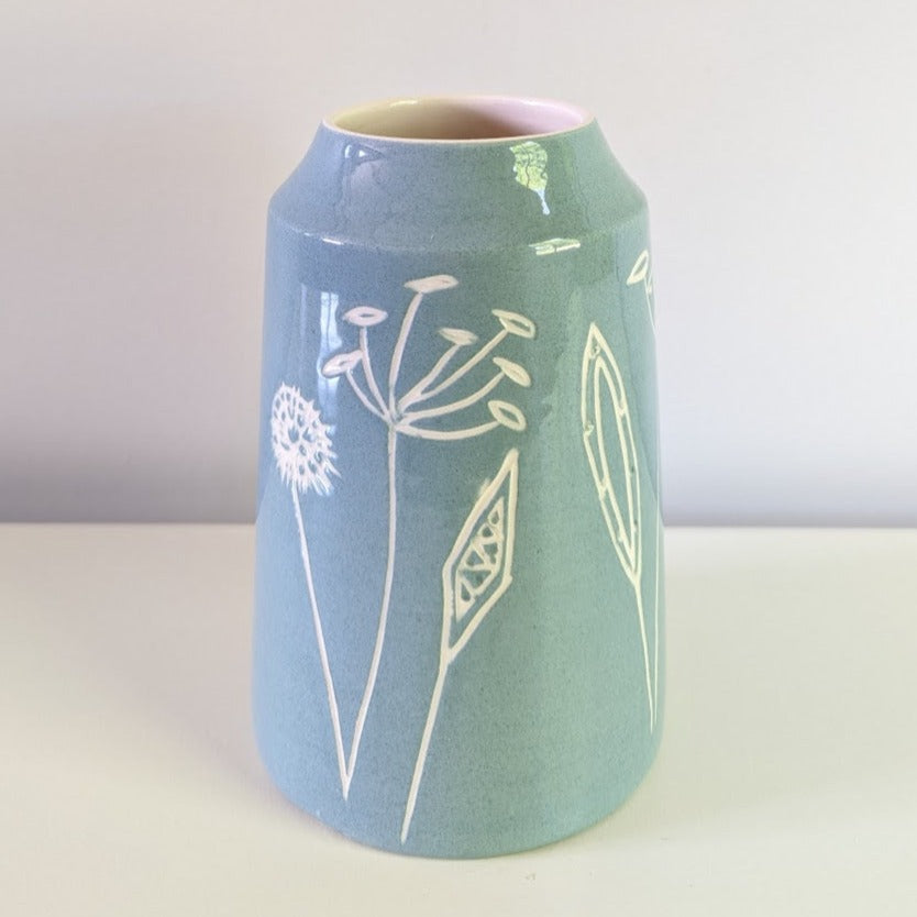 Teal Bottle Vase – nickandgabiwardceramics
