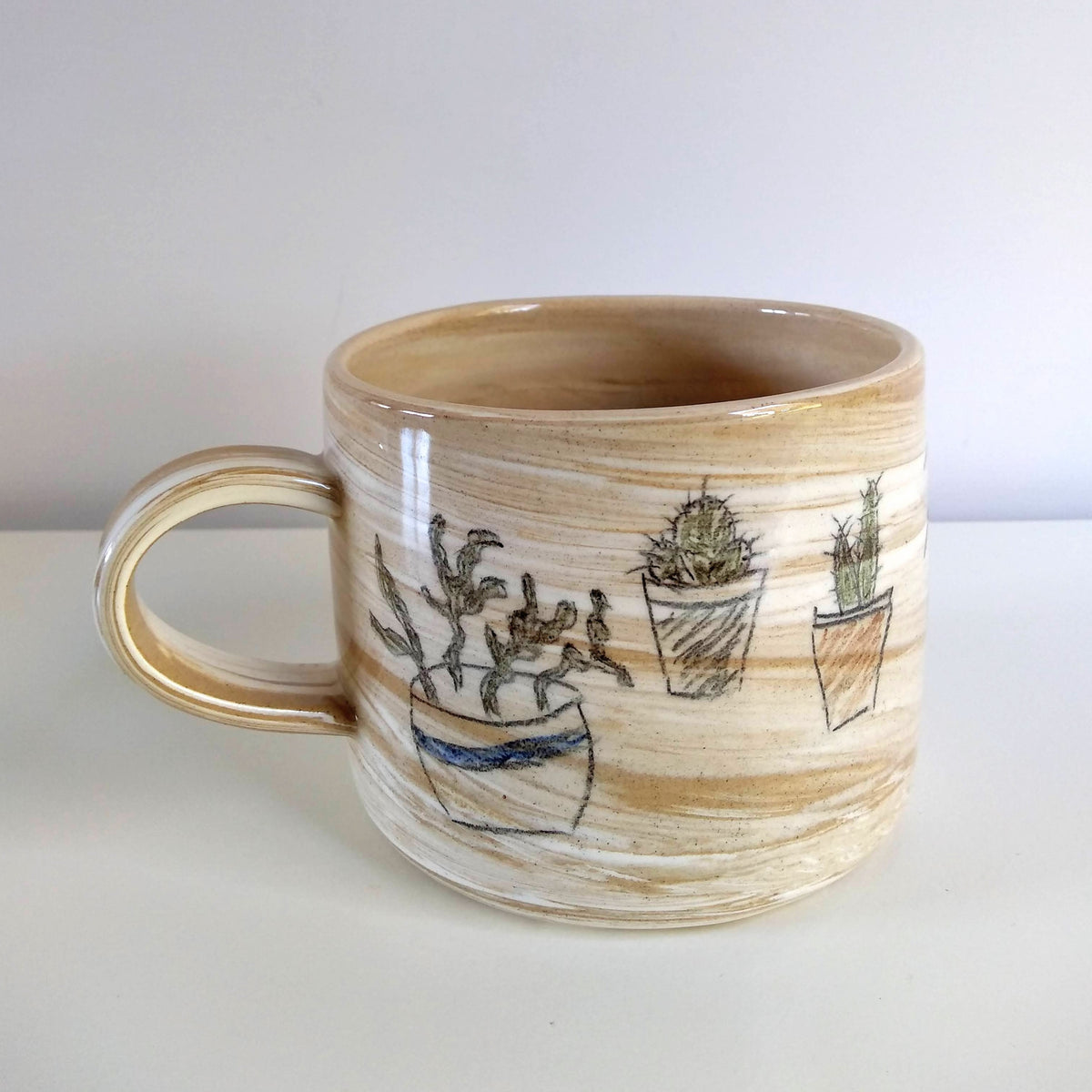 Marbled Illustrated Mug – nickandgabiwardceramics